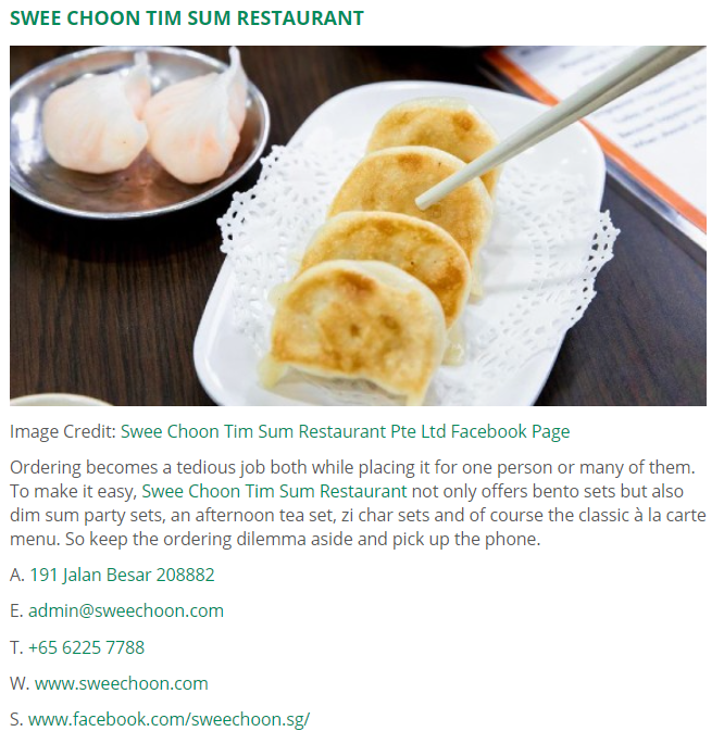 Swee Choon Dim Sum Restaurant Media - Articles, Reviews
